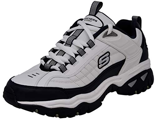 Skechers Men's Energy Afterburn Lace-Up Sneaker, White/Navy, 14 Wide