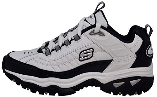 Skechers Men's Energy Afterburn Lace-Up Sneaker, White/Navy, 14 Wide