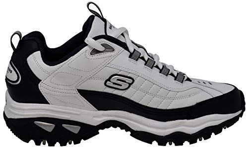 Skechers Men's Energy Afterburn Lace-Up Sneaker, White/Navy, 14 Wide