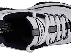 Skechers Men's Energy Afterburn Lace-Up Sneaker, White/Navy, 14 Wide