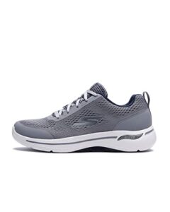 skechers men's gowalk arch fit-athletic workout walking shoe with air cooled foam sneaker, grey/navy, 11.5 x-wide