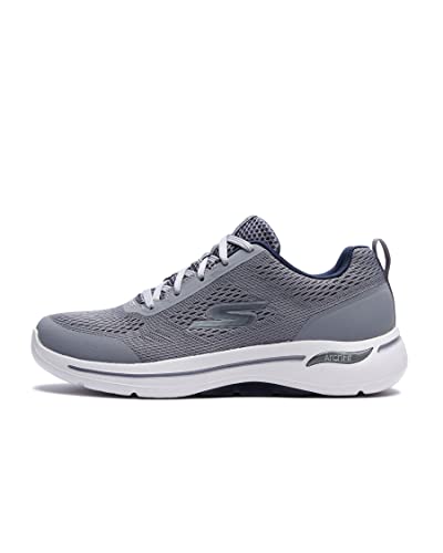 Skechers Men's Gowalk Arch Fit-Athletic Workout Walking Shoe with Air Cooled Foam Sneaker, Grey/Navy, 11.5 X-Wide