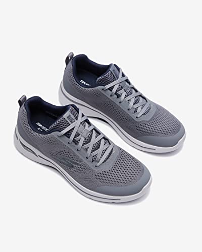 Skechers Men's Gowalk Arch Fit-Athletic Workout Walking Shoe with Air Cooled Foam Sneaker, Grey/Navy, 11.5 X-Wide