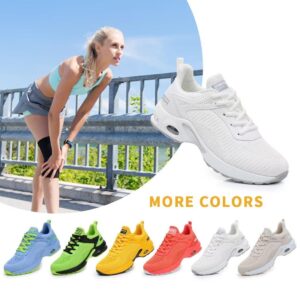 Womens Air Athletic Running Shoes - Air Cushion Shoes for Womens Mesh Fashion Sneakers Breathable Walking Gym Work Tennis Shoes White size 8