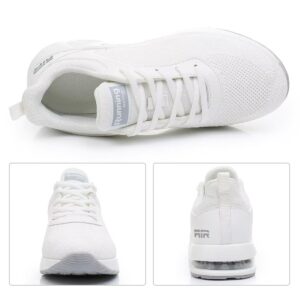 Womens Air Athletic Running Shoes - Air Cushion Shoes for Womens Mesh Fashion Sneakers Breathable Walking Gym Work Tennis Shoes White size 8