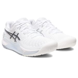 ASICS Women's GEL-RESOLUTION 9 Tennis Shoes, 9, WHITE/PURE Silver