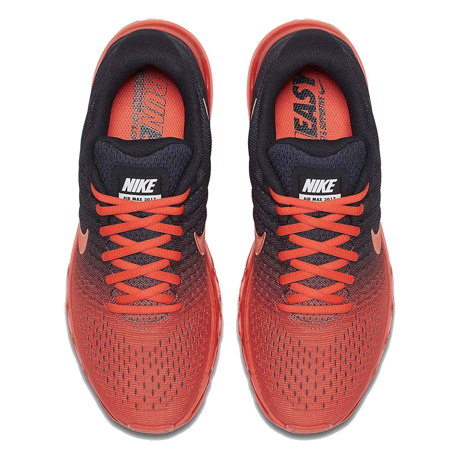 Nike Men's Air Max 2017 Running Shoes-Bright Crimson/Total Crimson-10.5