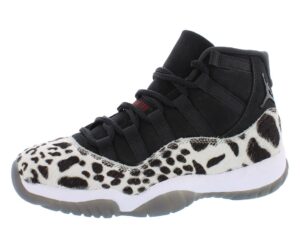 jordan air 11 retro womens shoes size 5.5, color: black/gym red/sail/white