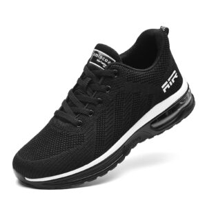 wide width womens sneakers air cushion running shoes walking tennis shoes for women black