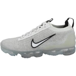 nike mens air vapormax 2021 fk white/white/black/metallic silver 10 d - medium