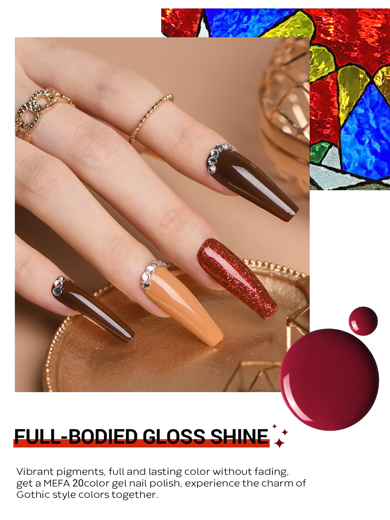 MEFA Fall Gel Nail Polish Set 23 Pcs, 20 Colors Autumn Halloween Brown Burgundy Orange Glitter Dark Green Blue Nail Gel Kit Nail Art with Glossy&Matte Top Base Coat, Manicure DIY Salon Gifts