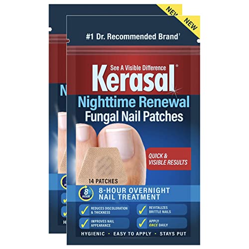 Kerasal Nighttime Renewal Fungal Nail Patches - 14 Patch Twin Pack - Overnight Nail Repair for Nail Fungus Damage, 8-Hour Nail Treatment Restores Healthy Appearance