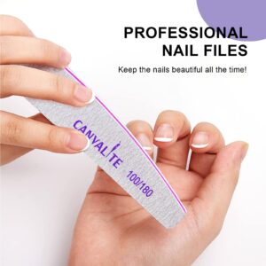 Canvalite 10 PCS Nail File Professional Nail Files Reusable Double Sided Emery Board(100/180 Grit) Nail Styling Tools for Home and Salon Use Christmas Gifts for Women