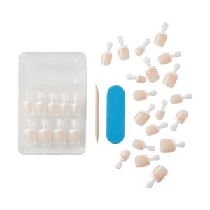 KISS Salon Acrylic, Press-On Nails, Nail glue included, Crush Hour', French, Petite Size, Squoval Shape, Includes 28 Nails, 2g Glue, 1 Manicure Stick, 1 Mini File