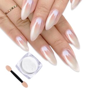 white pearl chrome nail powder,mirror effect aurora magic pearlescent nail jewelry glitter powder holographic pigment, symphony mermaid pearl neon ice aurora dust nail powder,diy nail art decorations