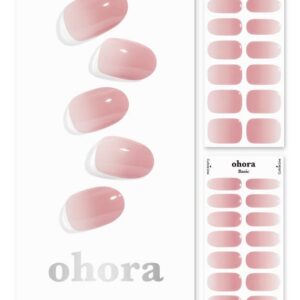 ohora Semi Cured Gel Nail Strips (N Milk Rose) - Works with Any Nail Lamps, Salon-Quality, Long Lasting, Easy to Apply & Remove - Includes 2 Prep Pads, Nail File & Wooden Stick - Pink