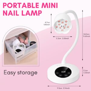 Makartt UV Nail Lamp, Mini UV Light for Gel Nails Polish Luminoza 10W Rechargeable LED Nail Light Nail Dryer with 4 Timers & Auto Sensor, Fast Curing Goosenecks UV Lamp for Home Nail DIY Manicure