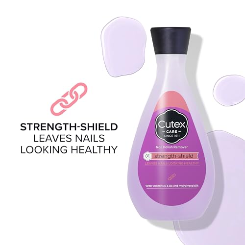 Cutex Nail Polish Remover, Strength Shield, Leaves Nails Looking Healthy, Contains Vitamins E, B5 & Hydrolyzed Silk, 6.76 Fl Oz