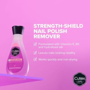 Cutex Nail Polish Remover, Strength Shield, Leaves Nails Looking Healthy, Contains Vitamins E, B5 & Hydrolyzed Silk, 6.76 Fl Oz