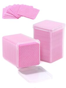 teoyall lint free nail wipes, 400 pcs non-woven fabric nail cleaning pads pink lash extensions glue cleaning wipes nail salon supplies (400 pcs)