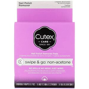 cutex care swipe & go non-acetone nail polish remover pads 10ct