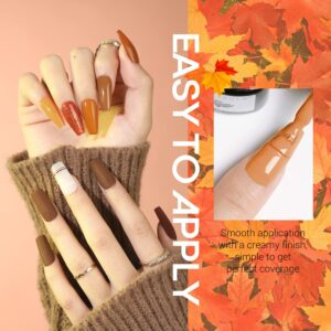 Modelones Fall Gel Polish Set, 6 Colors - Orange, Yellow, Brown, Gold, Glitter - For Winter Nail Art, Manicures, Back to School Gifts