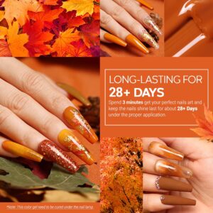 Modelones Fall Gel Polish Set, 6 Colors - Orange, Yellow, Brown, Gold, Glitter - For Winter Nail Art, Manicures, Back to School Gifts