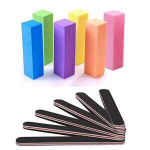 tsmaddts nail files and buffer, professional manicure tools kit rectangular art care buffer block tools 100/180 grit 12pcs/pa(black)