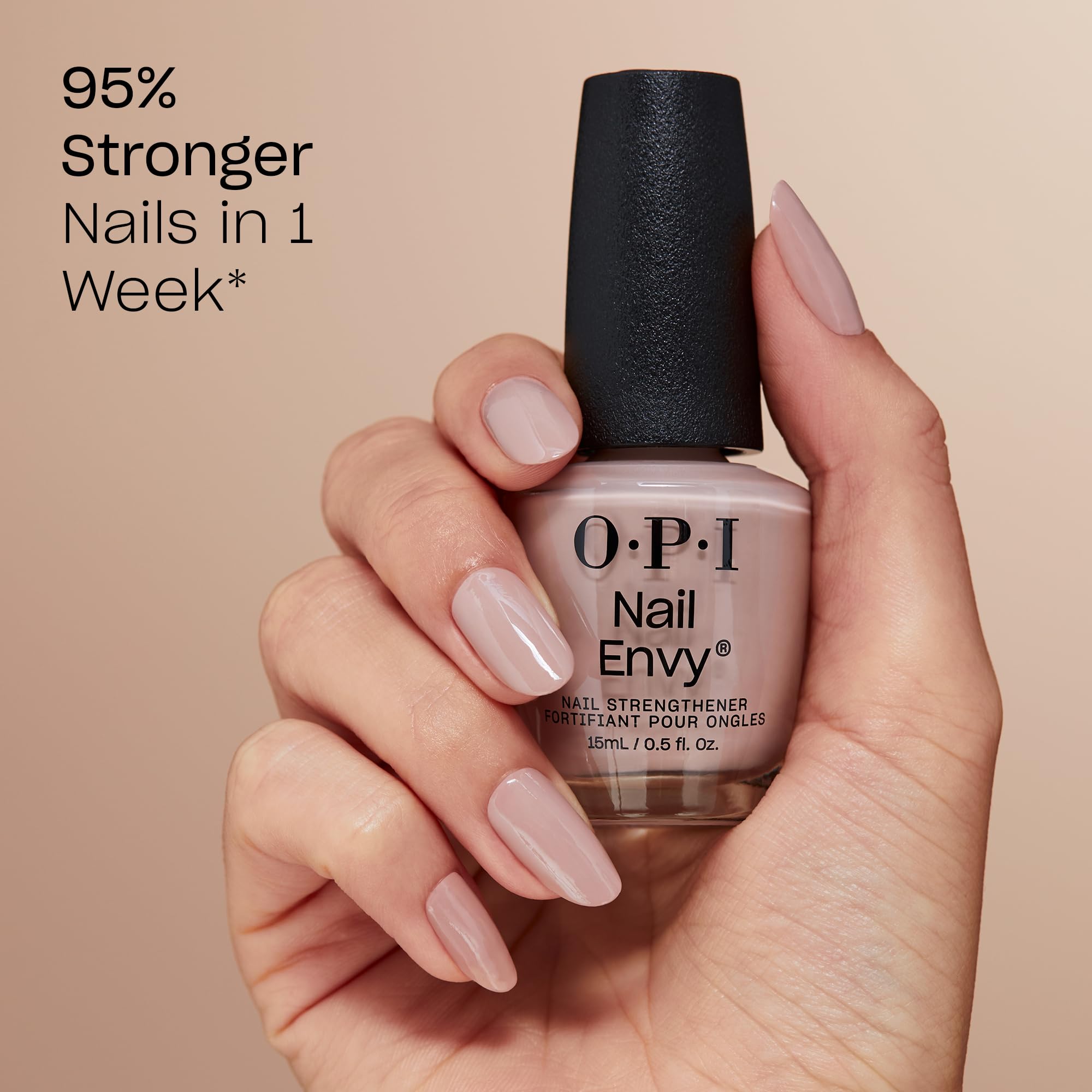 OPI Nail Envy, Nail Strengthening Treatment, Stronger Nails in 1 Week, Vegan Formula, Sheer Soft Nude Crème Finish, Double Nude-y, 0.5 fl oz