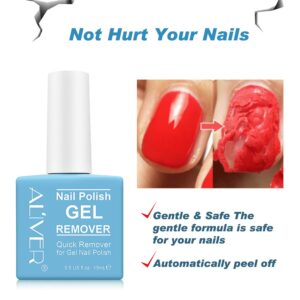 Gel Nail Polish Remover, Nail Polish Remover for Gel Nails, Ultra-Powerful Nail Polish Remover for Natural, Soak-Off Gel Polish in 2-5 Minutes (with 1Pcs Cuticle Pusher and Nail Polish Scraper)