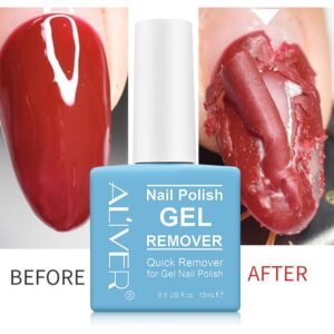 Gel Nail Polish Remover, Nail Polish Remover for Gel Nails, Ultra-Powerful Nail Polish Remover for Natural, Soak-Off Gel Polish in 2-5 Minutes (with 1Pcs Cuticle Pusher and Nail Polish Scraper)