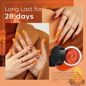 Modelones Dip Powder Nail Kit Starter, 4 Colors Fall Colors Orange Brown Glitter Dipping Powder Liquid Set with Base Top Coat Activator Nail Art Beginner DIY Salon Gift