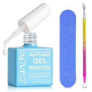 gel nail polish remover, peel off in 3-5 min, quick & easy removes gel nail & acrylic nails with sponge nail file + nail polish scraper, do not hurt your nails