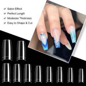 krofaue 500PCS Clear False Nails Tips, Half Cover Lady French Style Acrylic Artificial Tip Manicure with Box of 10 Sizes for Nail Tips Art Salons and Home DIY…