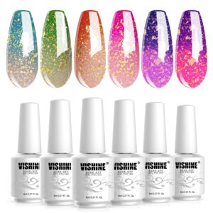 vishine color changing gel nail polish set mood nail gel polish temperature color changing uv led varnish chameleon gel nail art 8ml (set002)