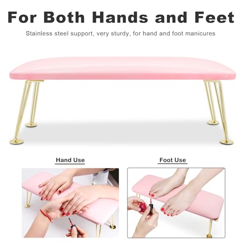 Nail Arm Rest for Nail Tech, Soft Nail Hand Rest Cushion Stand Manicure Hand Rest Pillow for Acrylic Nails, Professional Large Size Nail Tech Arm Rest (Pink)