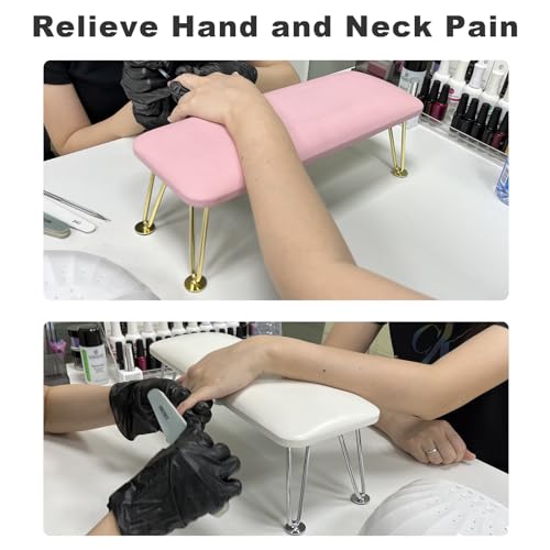 Nail Arm Rest for Nail Tech, Soft Nail Hand Rest Cushion Stand Manicure Hand Rest Pillow for Acrylic Nails, Professional Large Size Nail Tech Arm Rest (Pink)