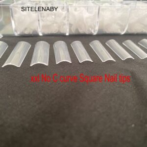 No C Curve XXL Square Nail Tips-Clear Acrylic Nails Square Shape Nail Tips SITELENABY 500 pcs Flattened Half Cover False Nails for Nail Salons and DIY French ABS Nail Tips (xxl Long Sqare No c curve)