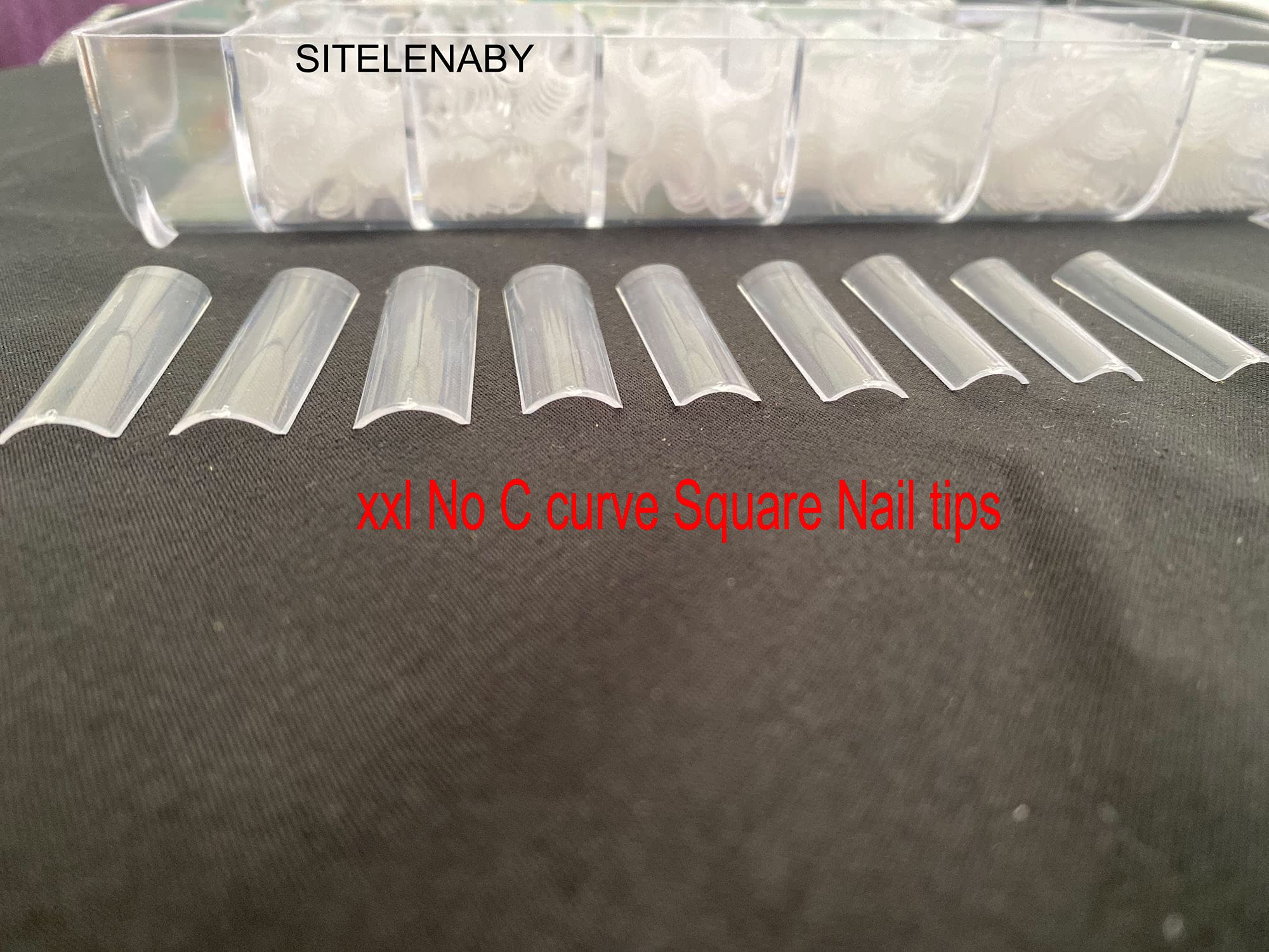 No C Curve XXL Square Nail Tips-Clear Acrylic Nails Square Shape Nail Tips SITELENABY 500 pcs Flattened Half Cover False Nails for Nail Salons and DIY French ABS Nail Tips (xxl Long Sqare No c curve)