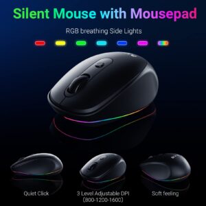 AULA Wireless Keyboard and Mouse Combo, RGB Backlit, Rechargeable & 2.4GHz Quiet Wireless Gaming Keyboard Mouse, Full-Size Ergonomic Keyboard Mouse & Mousepad Combo for PC, Windows and Mac