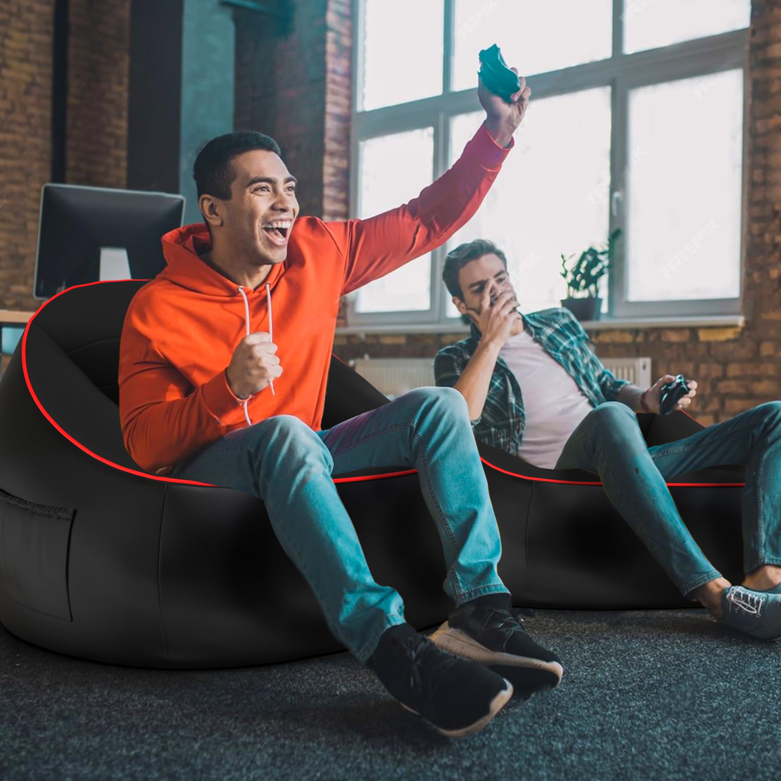 Mason Moon Bean Bag Chairs for Adults - 3FT - Cozy Big Bean Bag Chair - Lounging Dorm Chair - Round Black Floor Chair - Gaming Bean Bag Chair for Teens - Cover Only