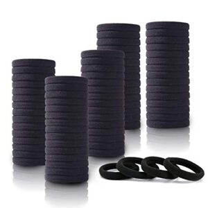 100pcs black hair ties for women girls, seamless thick black hair band, elastic hair ties no damage ponytail holder