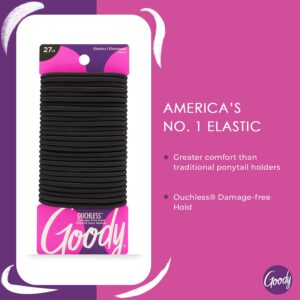 Goody Ouchless Womens Elastic Hair Tie - 27 Count, Black - 4MM for Medium Hair- Hair Accessories for Women Perfect for Long Lasting Braids, Ponytails and More - Pain-Free (Packaging May Vary)