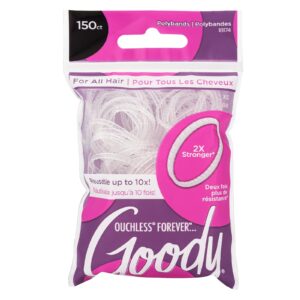 goody ouchless womens polyband elastic hair tie - 150 count, clear - fine hair - hair accessories to style with ease and keep your hair secured - perfect for fun and unique hairstyles - pain-free