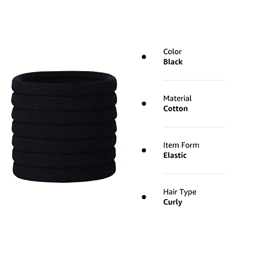 20 Pieces Large Stretch Hair Ties Hair Bands Ponytail Holders Headband for Thick Heavy and Curly Hair (Black, 5 cm in Diameter, 1 cm in Width)