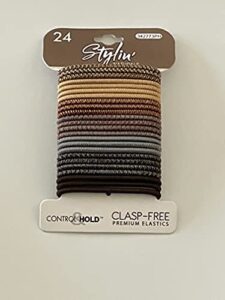 stylin’ naturals clasp-free premium hair elastics control&hold 24 elastics (neutral heather)