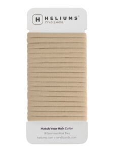 heliums seamless hair ties - sandy blonde - skinny 6mm no damage ponytail holders, 1.75 inch, medium hold for thin to normal hair - 18 pack