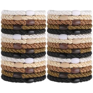 hair ties for women girls, funtopia 30 pcs elastics hair bands ponytail holders for thick hair, no damage no crease hair elastics (black/brown/white/beige/coffee)