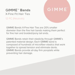 Gimme Beauty - Extra Fine Hair Ties - Neutral - Seamless, No Break Microfiber Elastic Hair Ties - Firm Yet Gentle Hair Accessories with All Day Hold + No Snagging, Dents, or Breakage (12 Count)