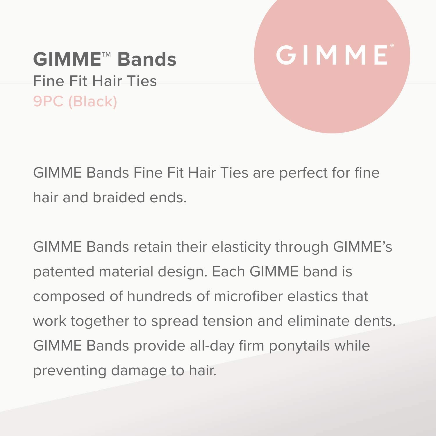 Gimme Beauty - Fine Hair Ties - Black Onyx - Seamless, No Break Microfiber Elastic Hair Ties - Firm Yet Gentle Hair Accessories with All Day Hold + No Snagging, Dents, or Breakage (12 Count)